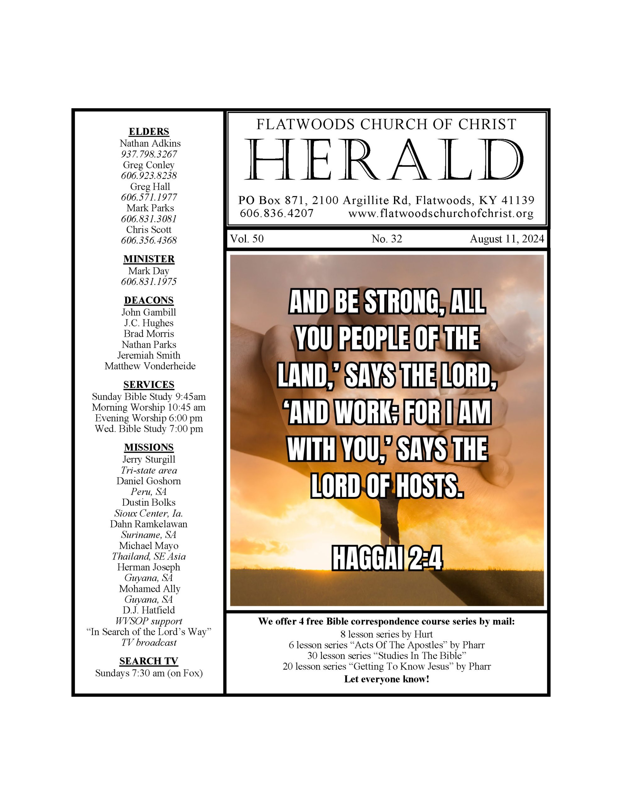 The Herald Bulletin August 11th Edition - Flatwoods church of Christ