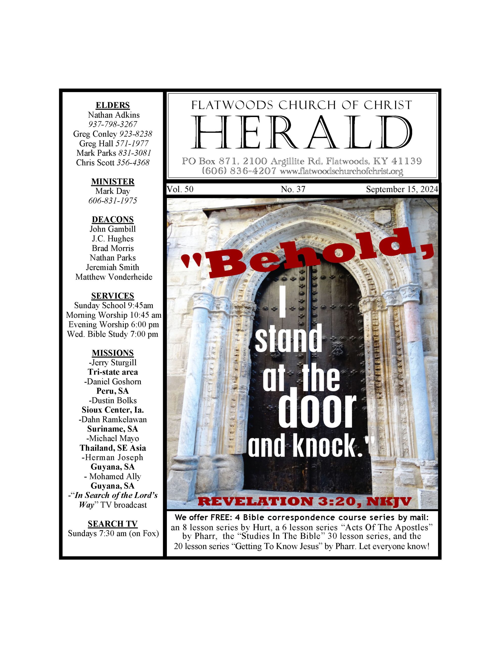 The Herald Bulletin September 15th Edition - Flatwoods church of Christ