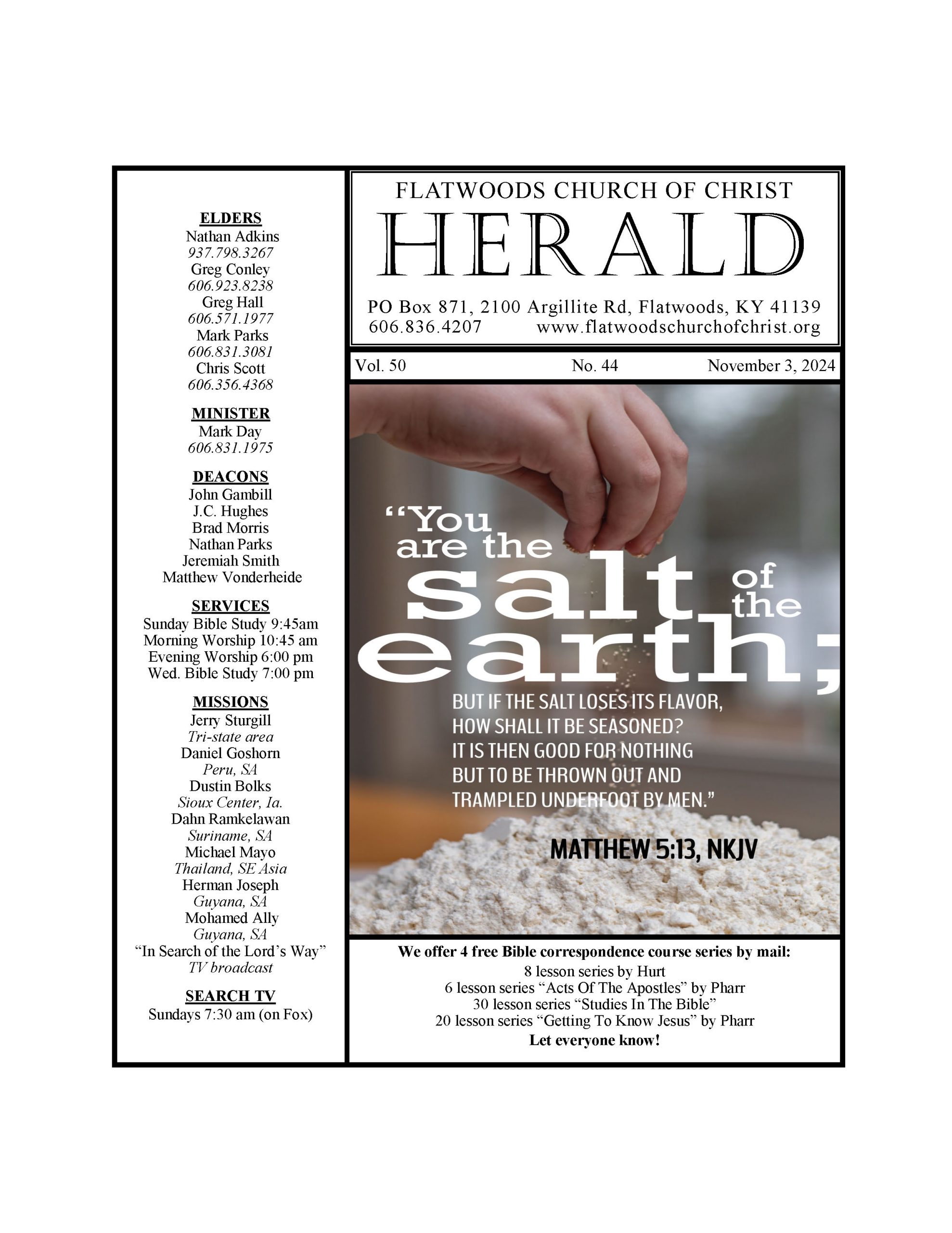 The Herald Bulletin November 3rd Edition - Flatwoods church of Christ