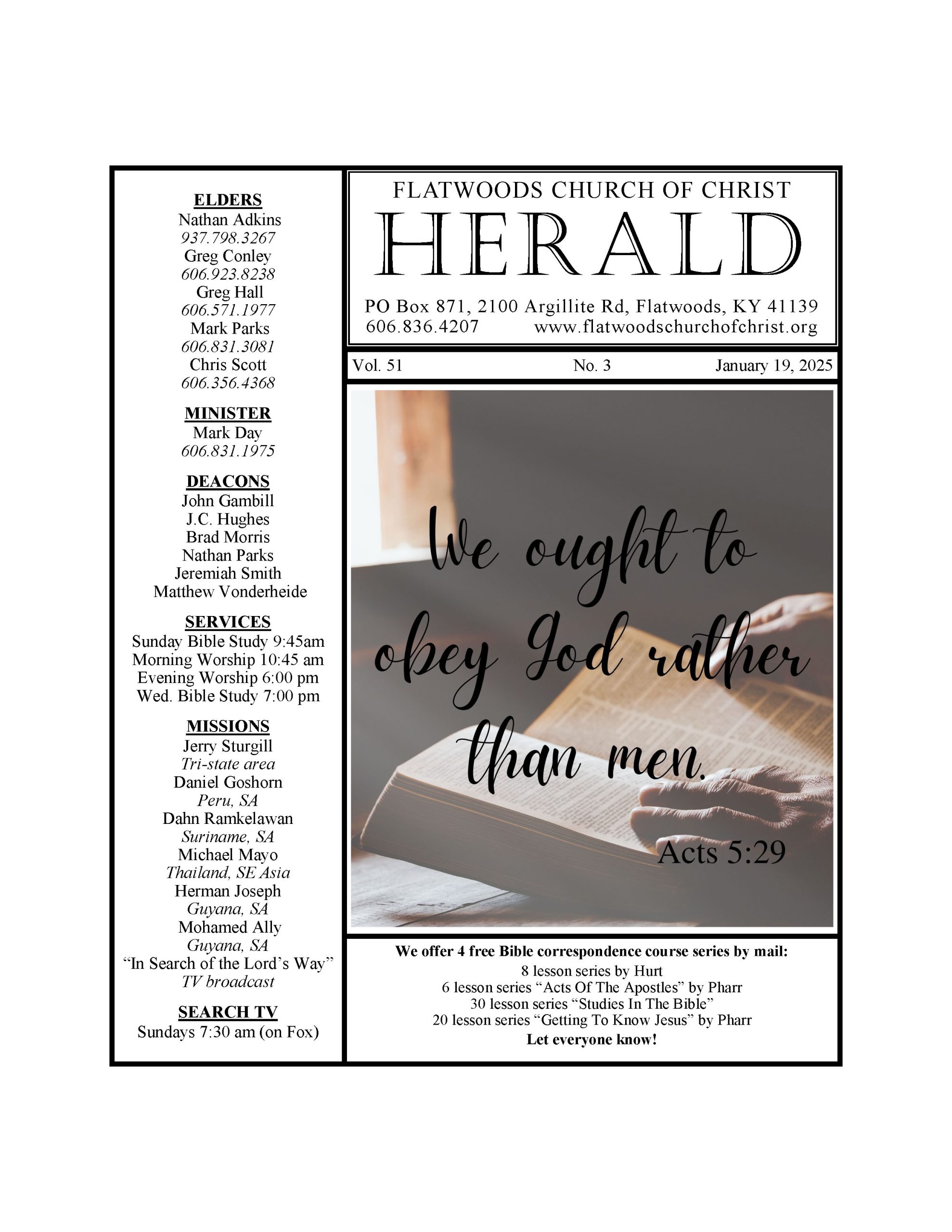 The Herald Bulletin January 19th Edition - Flatwoods church of Christ