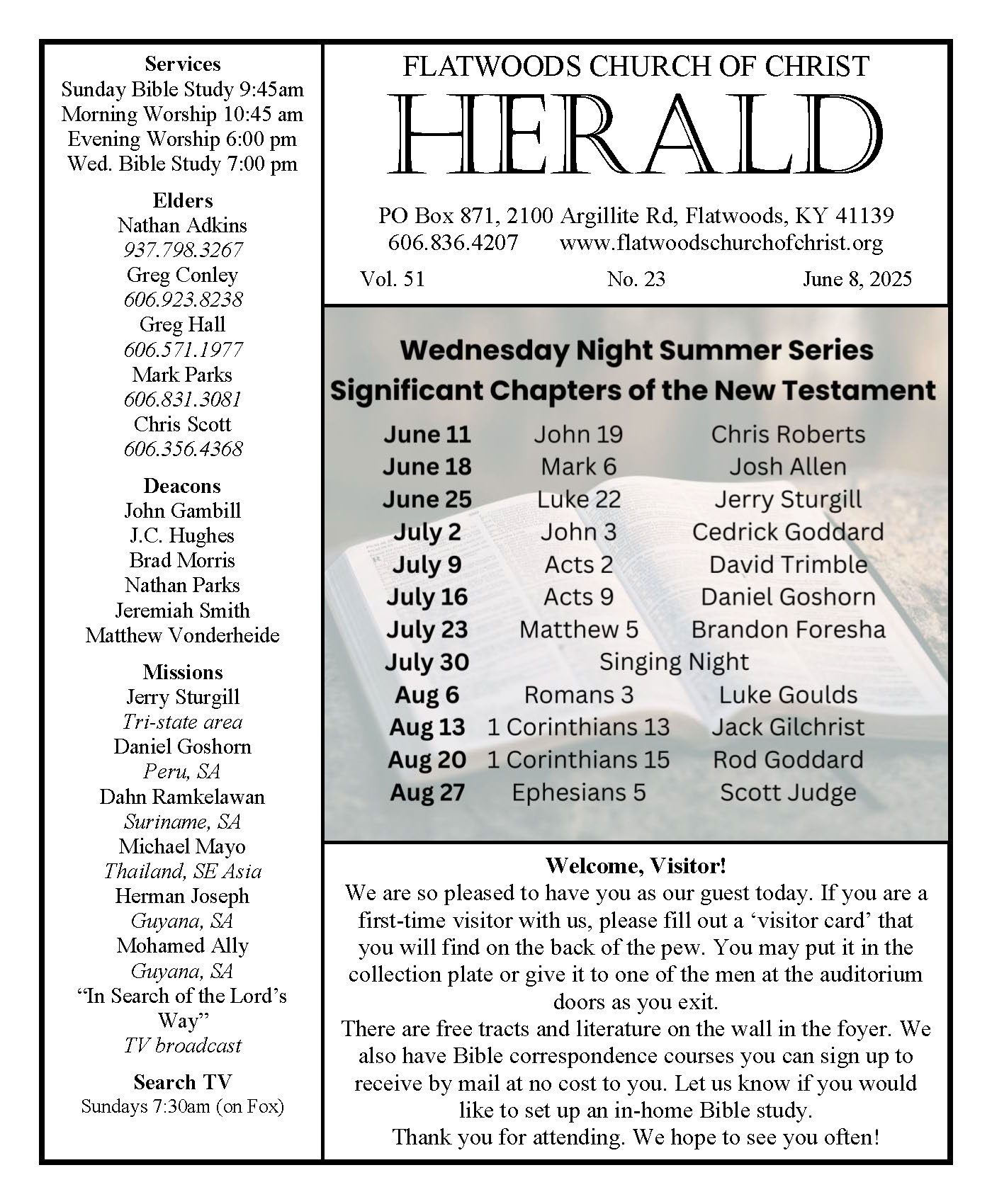 The Herald Bulletin June 8th Edition. - Flatwoods church of Christ